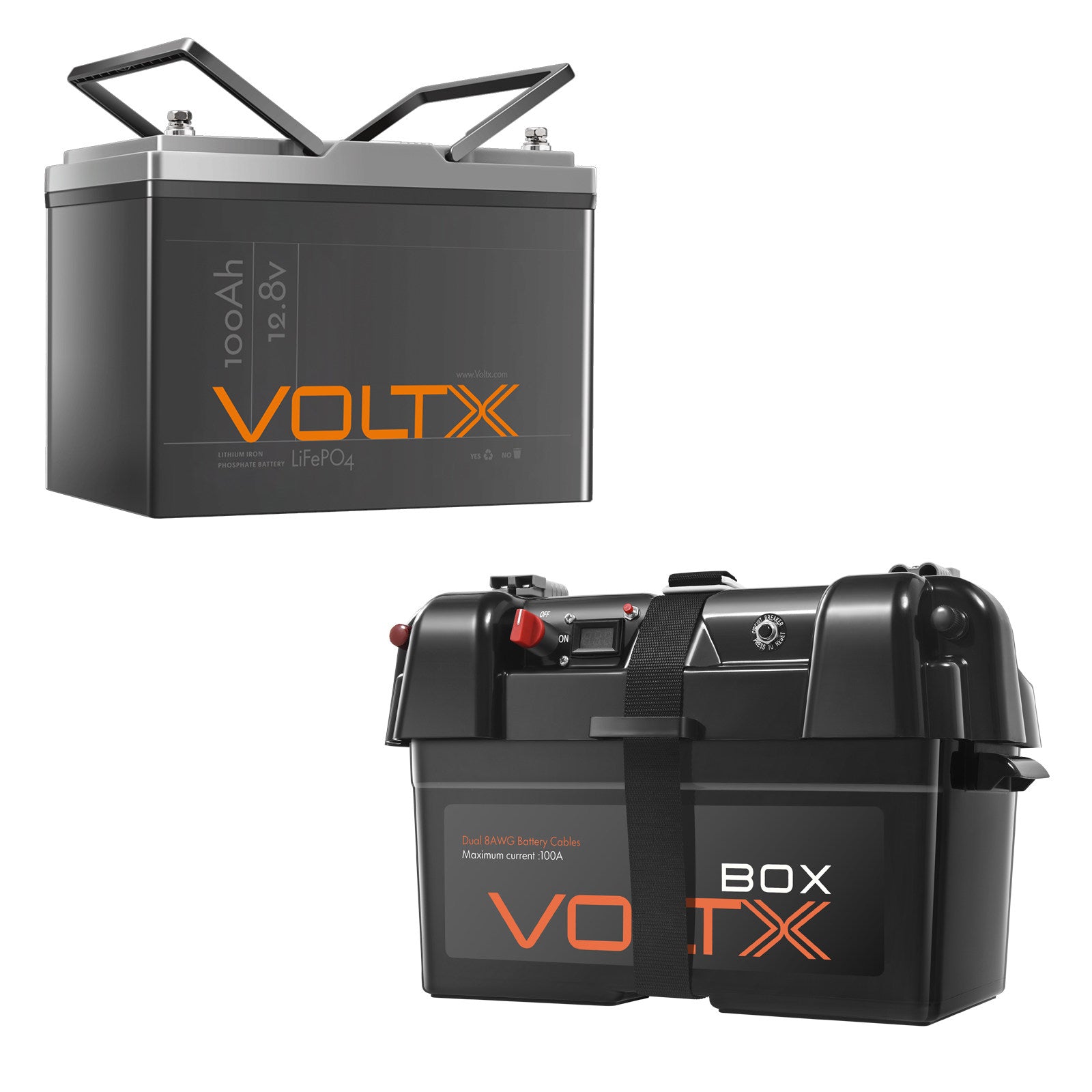 VOLTX 12V 100Ah Lithium Battery LiFePO4 + 12V Battery Box | Outbax