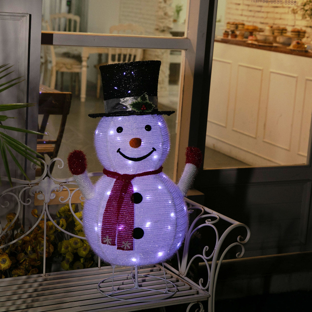 Stockholm Christmas Lights Motif Led Pop Up Snowman Tinsel Mesh Cool W